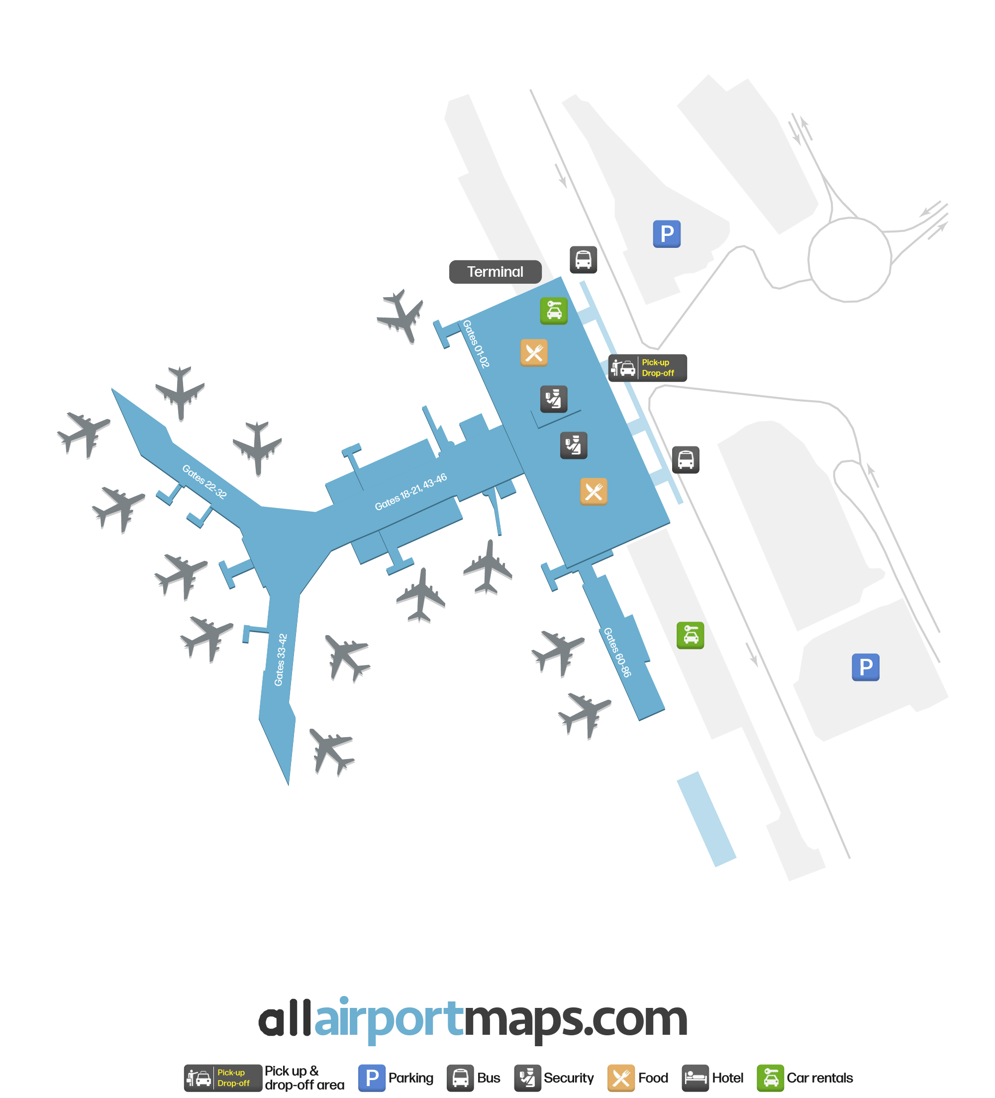 Flughafenkarte BSL EuroAirport Basel Mulhouse Freiburg Terminalkarten